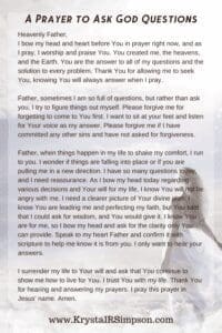 Is It Ok To Ask God Questions, And Will He Answer Me? | Krystal R Simpson