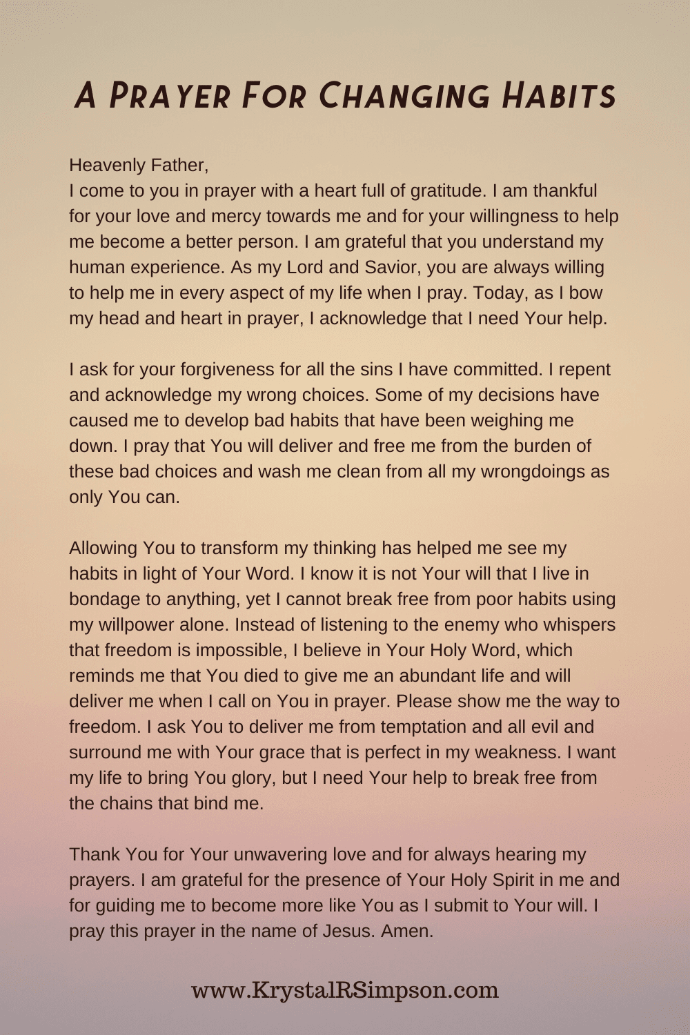 6 Steps To Breaking Bad Habits God's Way| Krystal R Simpson